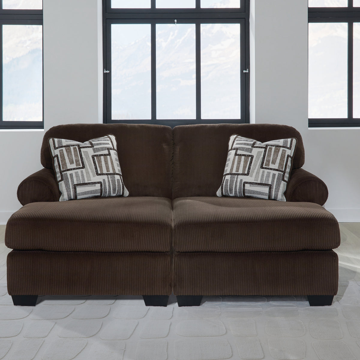 Ashley Furniture Kimlee Chocolate 2-Piece Super Chaise | Ornate Home