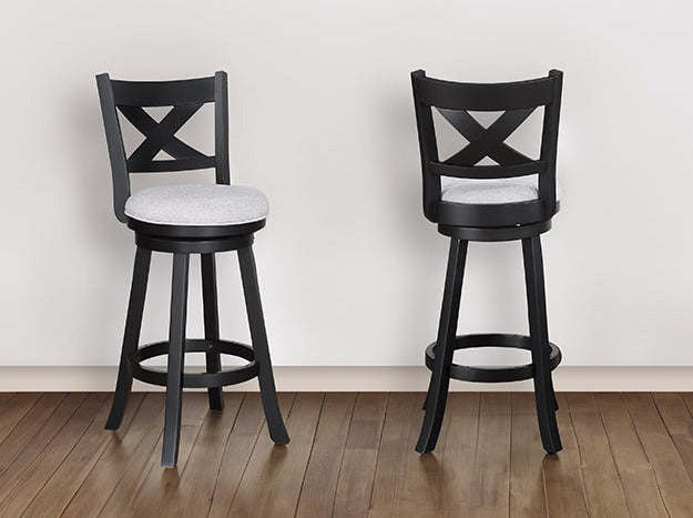 Crown Mark Kipper Black/Dove 29" Swivel Bar Stool (Set of 2) | Ornate Home