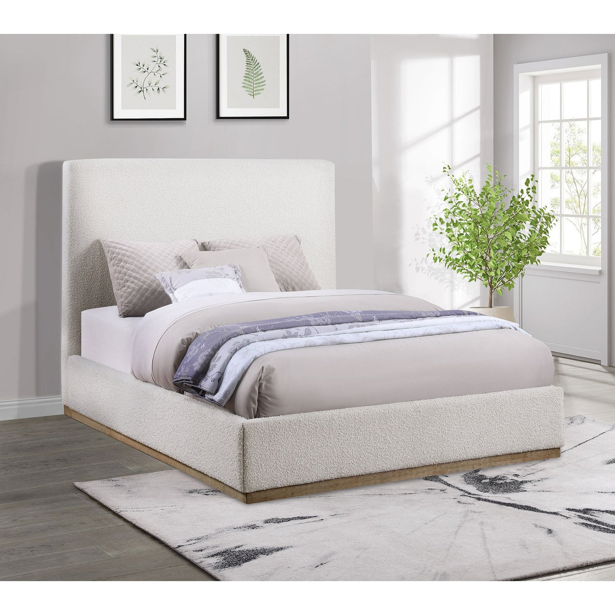 Coaster Knox Cream Eastern King Upholstered Panel Bed | Ornate Home