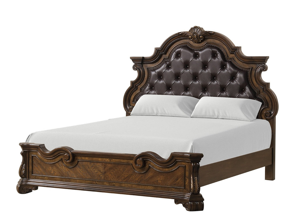 Furniture of America Leovanni Dark Brown Queen Full Bed | Ornate Home