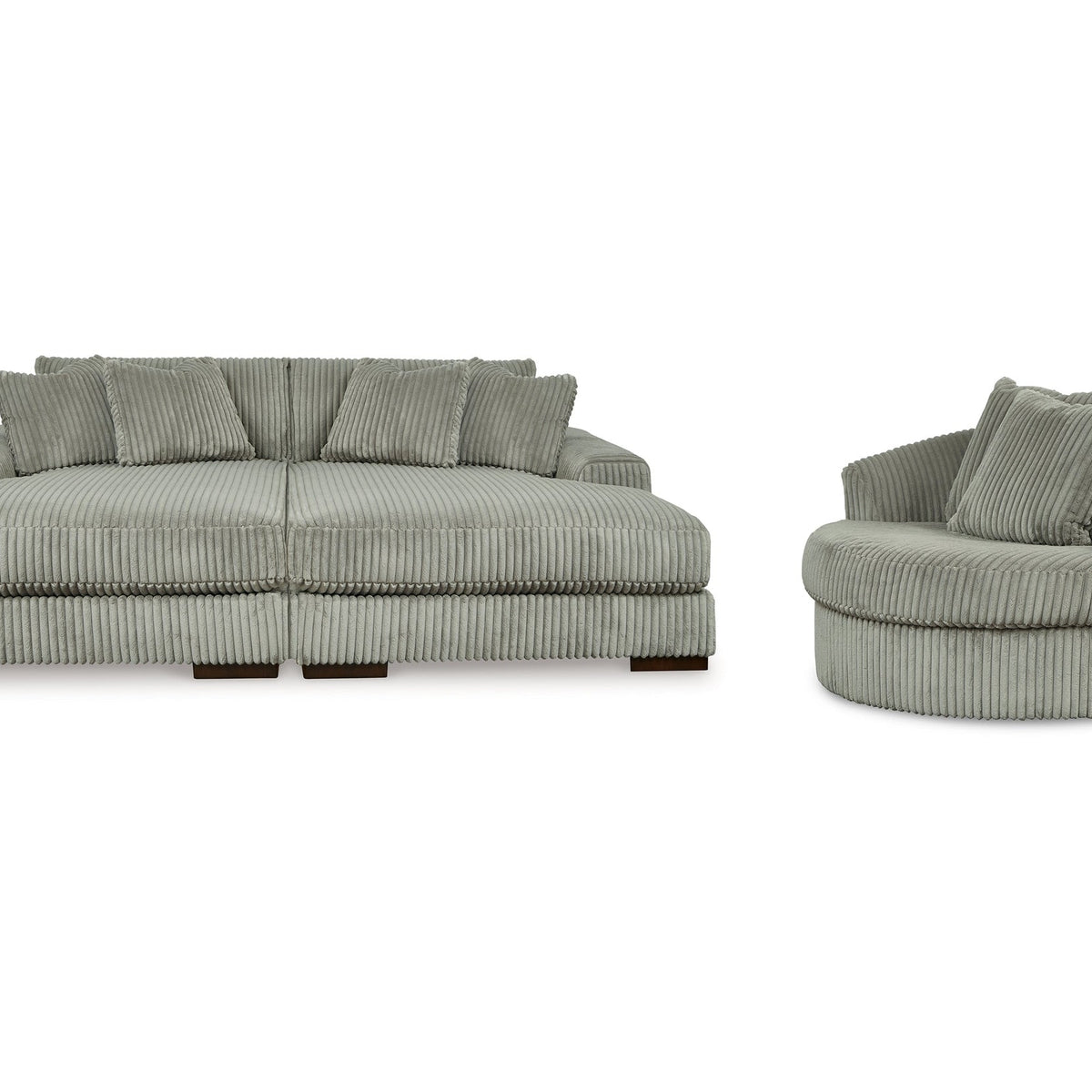 Ashley Furniture Lindyn Fog Super Chaise with Oversized Swivel Chair ...