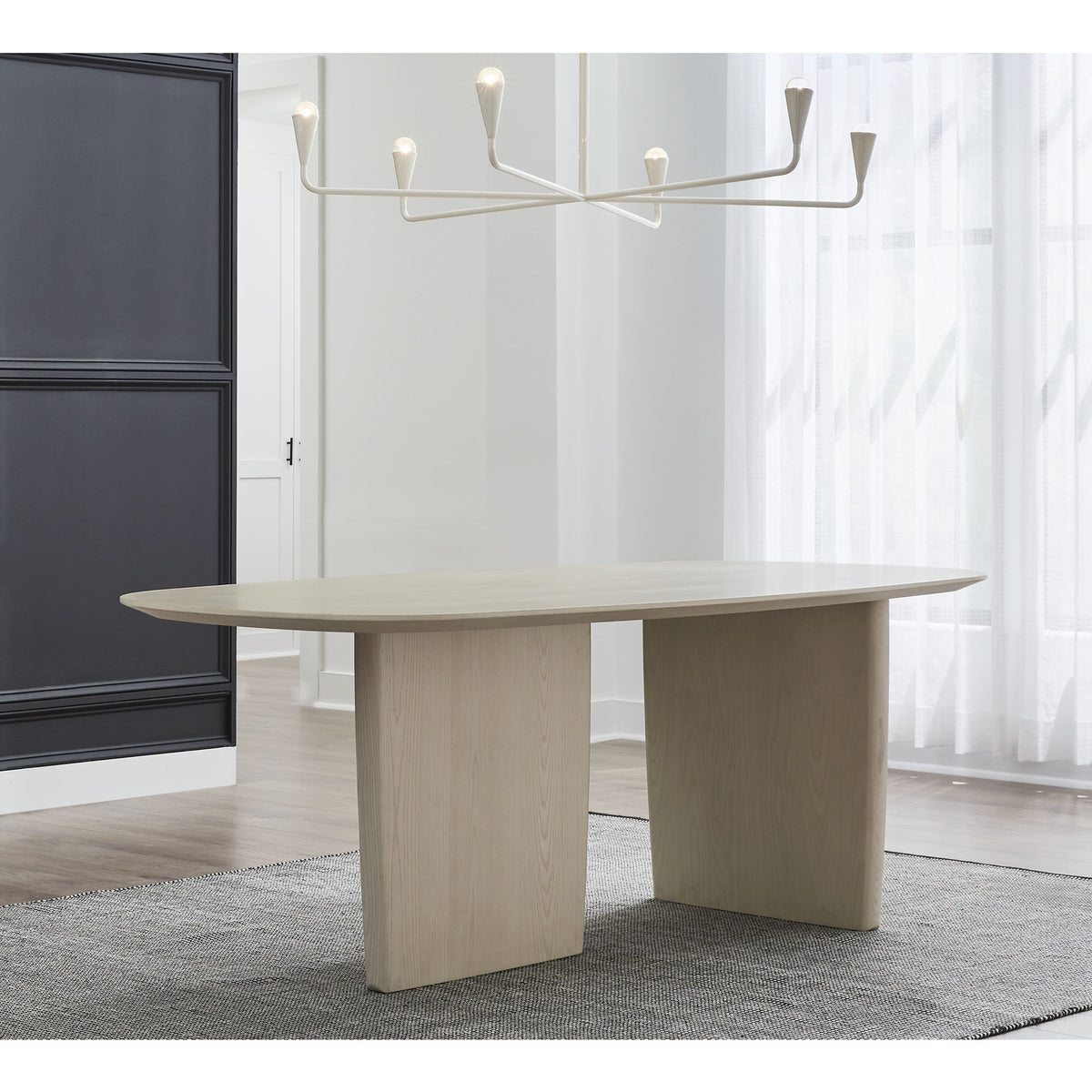 Modus Furniture Liv Ash Wood Oval Dining Table in White Sand | Ornate Home
