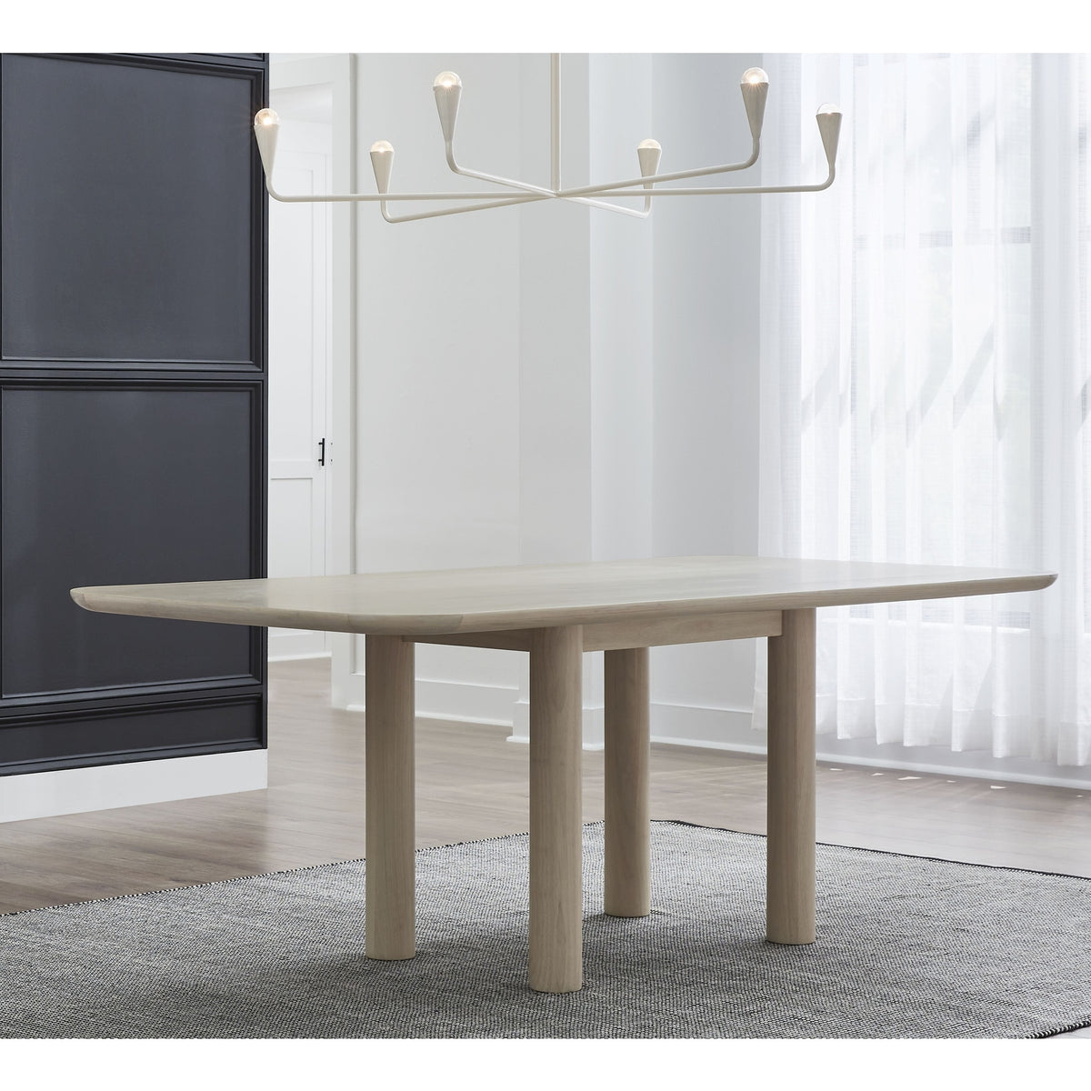 Modus Furniture Liv Ash Wood Rectangular Dining Table in White Sand ...