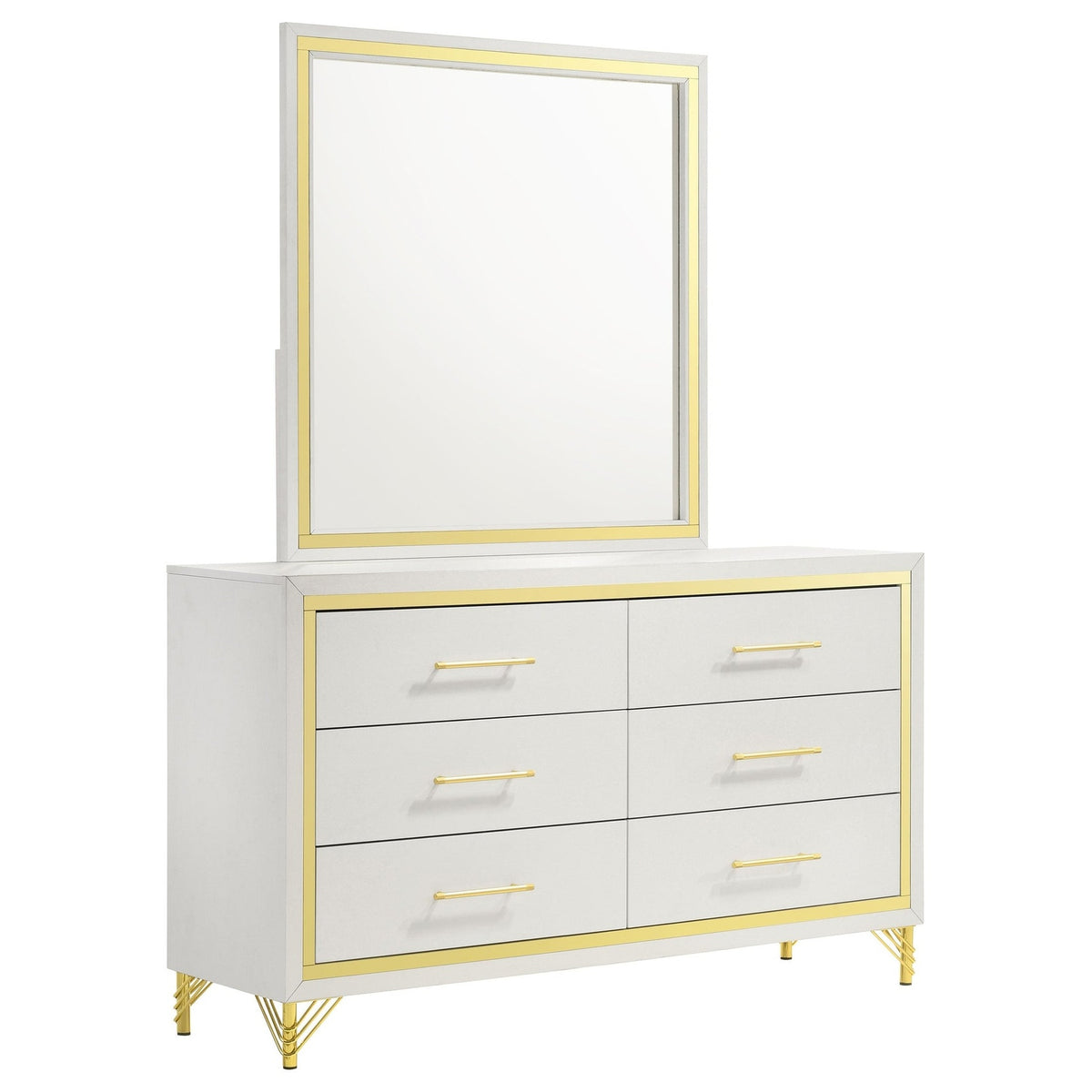Coaster Lucia White Dresser and Mirror | Ornate Home