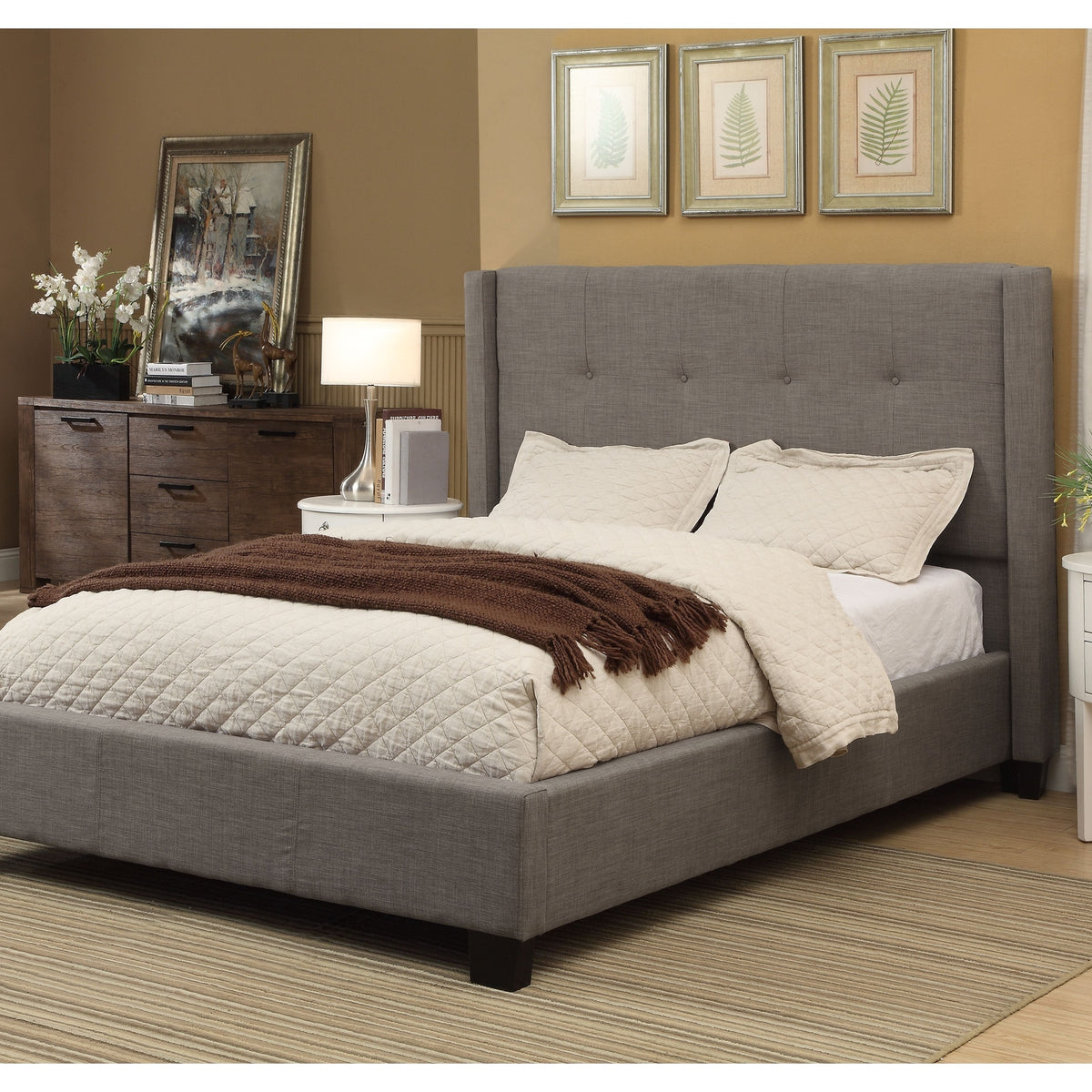 Modus Furniture Madeleine Wingback California King Upholstered Platform ...