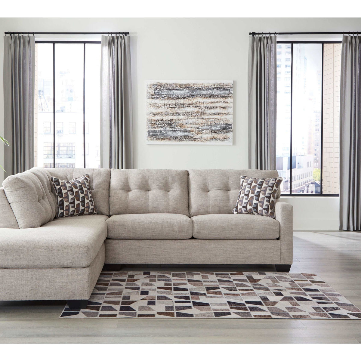 Ashley Furniture Mahoney Pebble 2pc Sectional Sofa w/ LAF Chaise ...