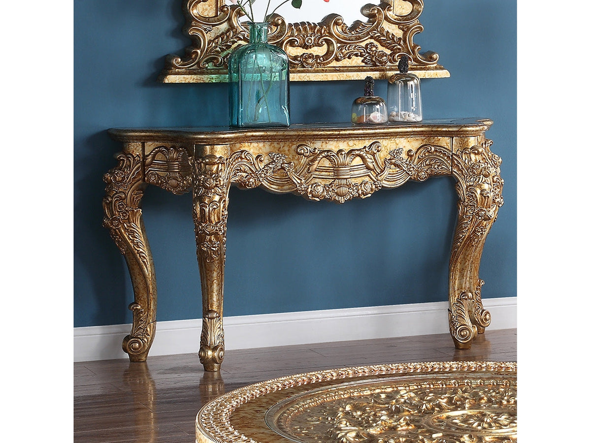 Homey Design Maidstone Metallic Gold Console Table / HD-328G | Ornate Home