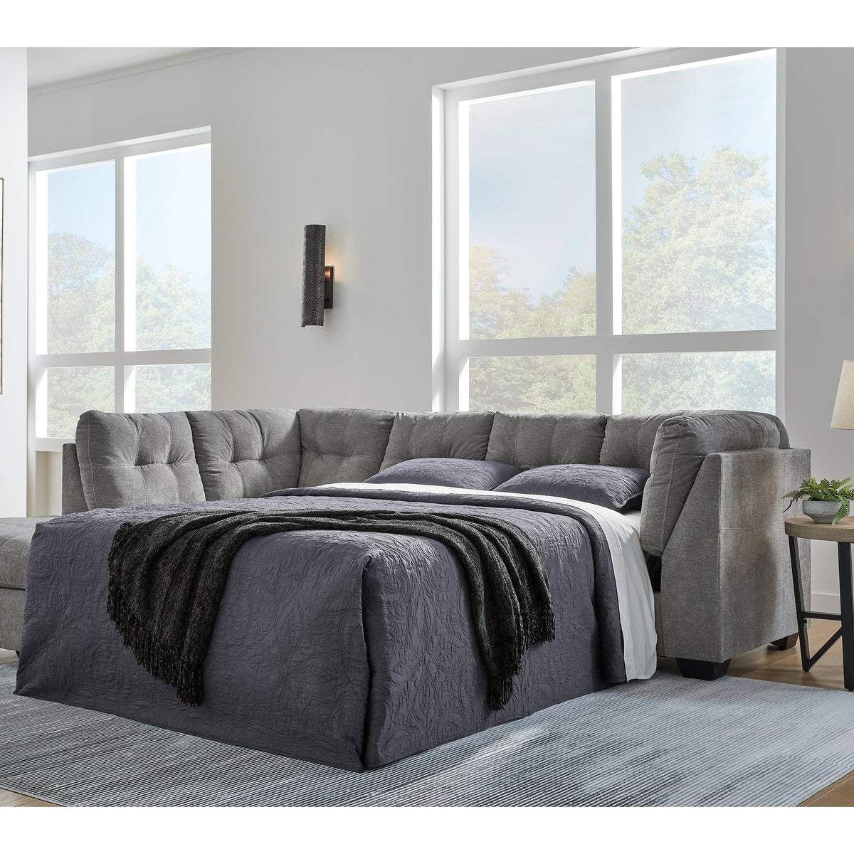 Ashley Furniture Marleton Gray 2-Piece Sleeper Sectional w/Chaise ...