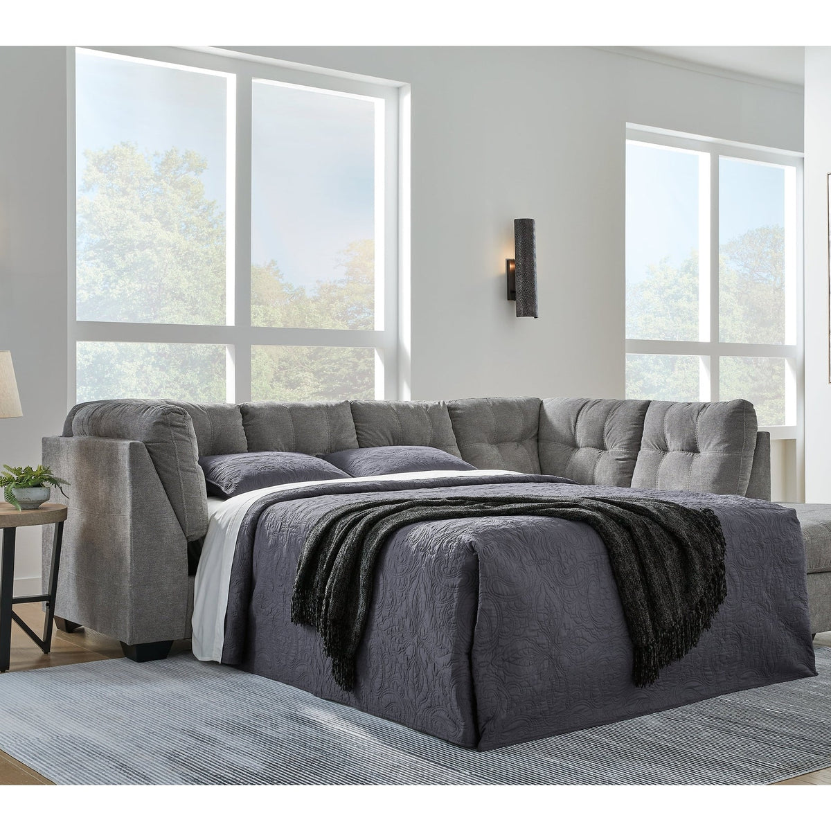 Ashley Furniture Marleton Gray 2-Piece Sleeper Sectional with Chaise ...