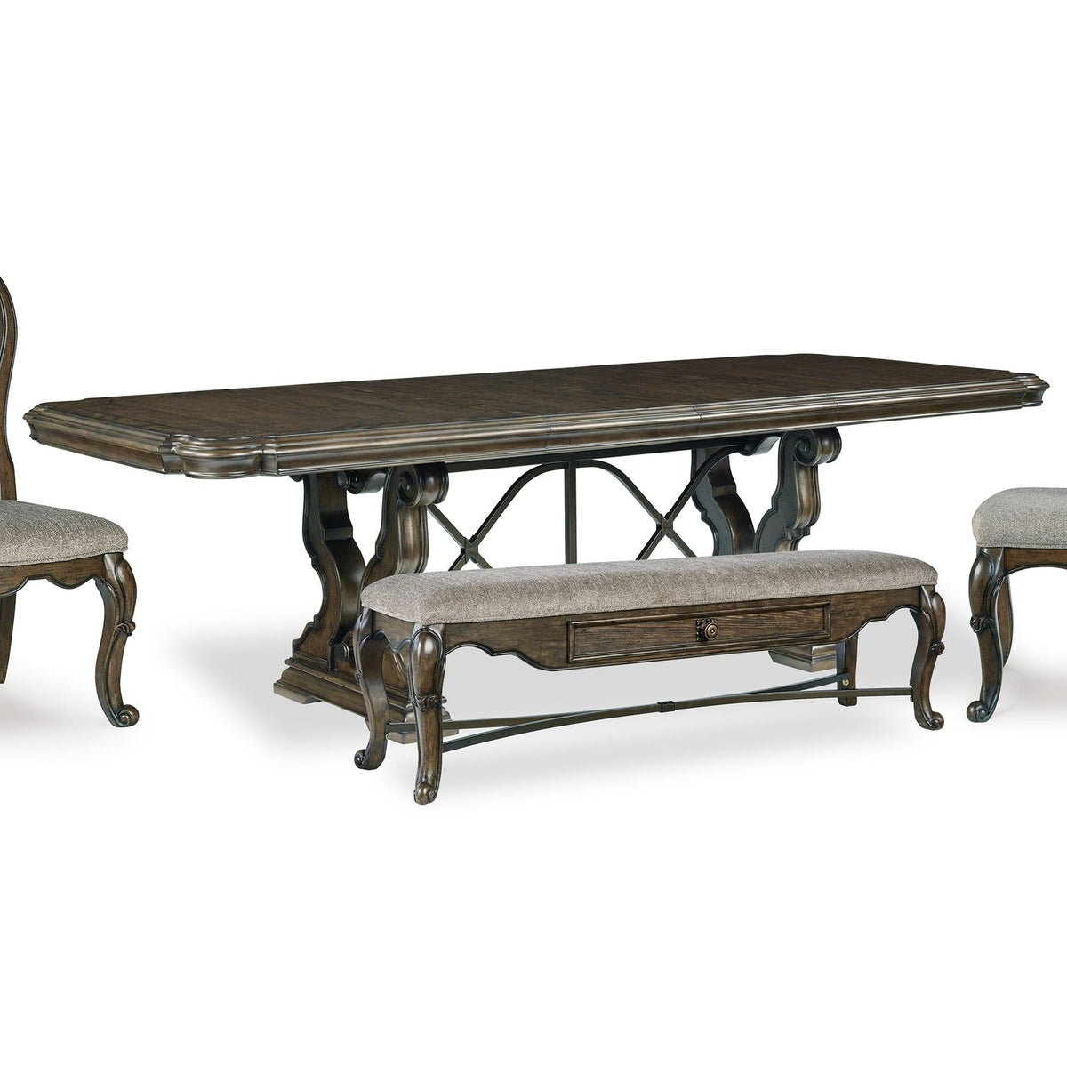Ashley Furniture Maylee Dark Brown Dining Table, 2 Chairs and Bench ...