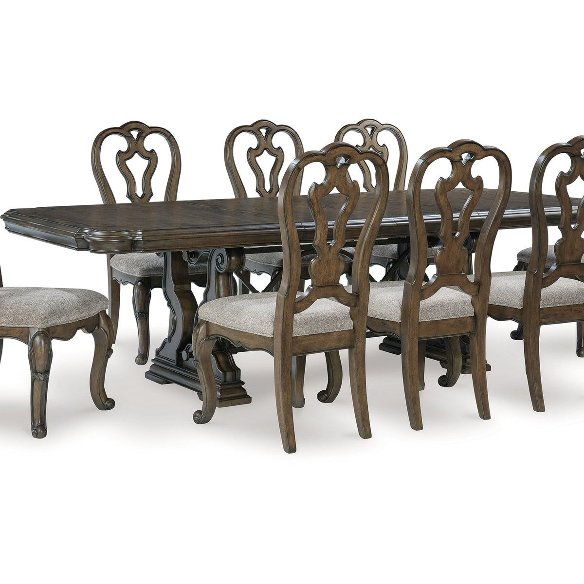 Ashley Furniture Maylee Dark Brown Dining Table w/8 Chairs | Ornate Home