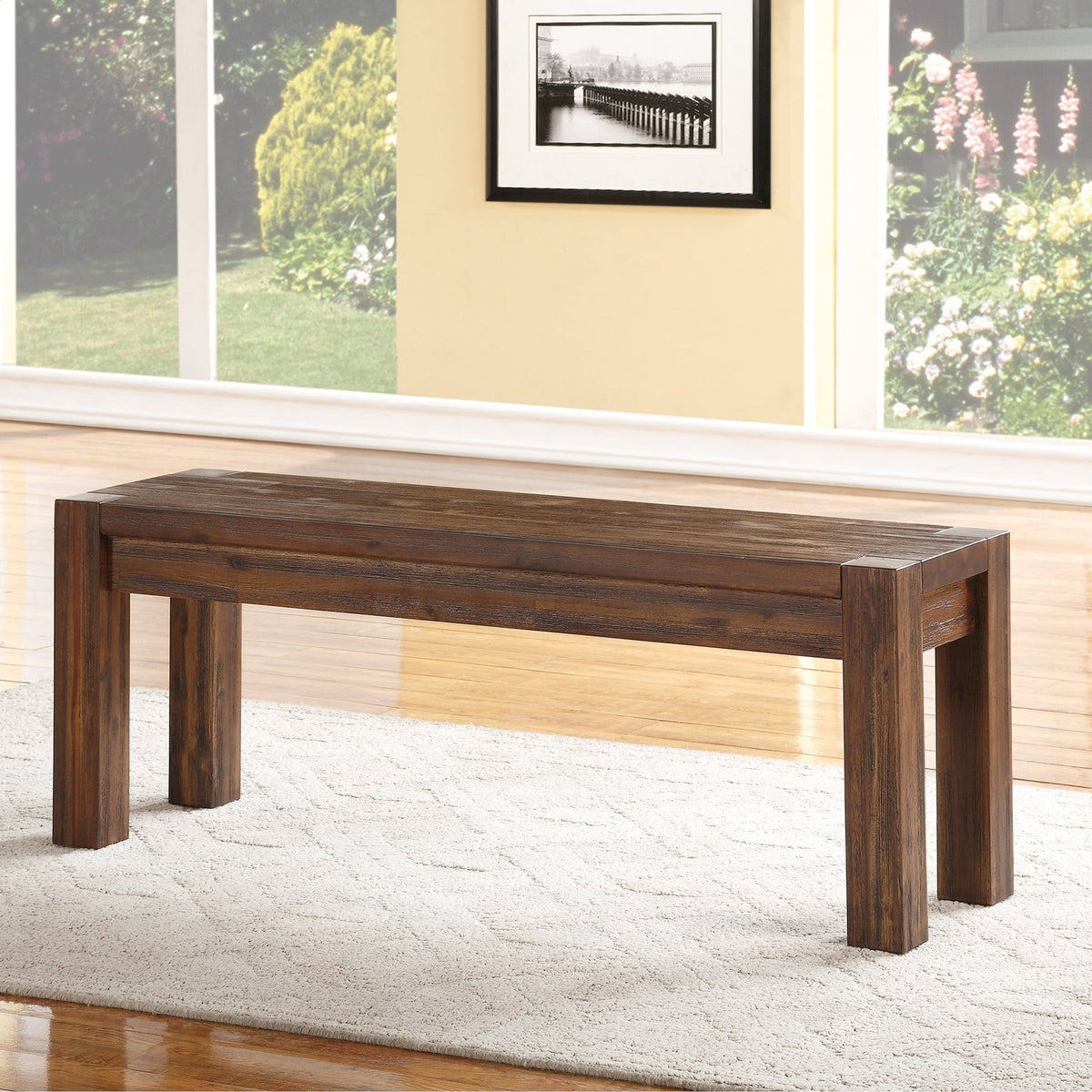 Modus Furniture Meadow Solid Wood Bench in Brick Brown | Ornate Home