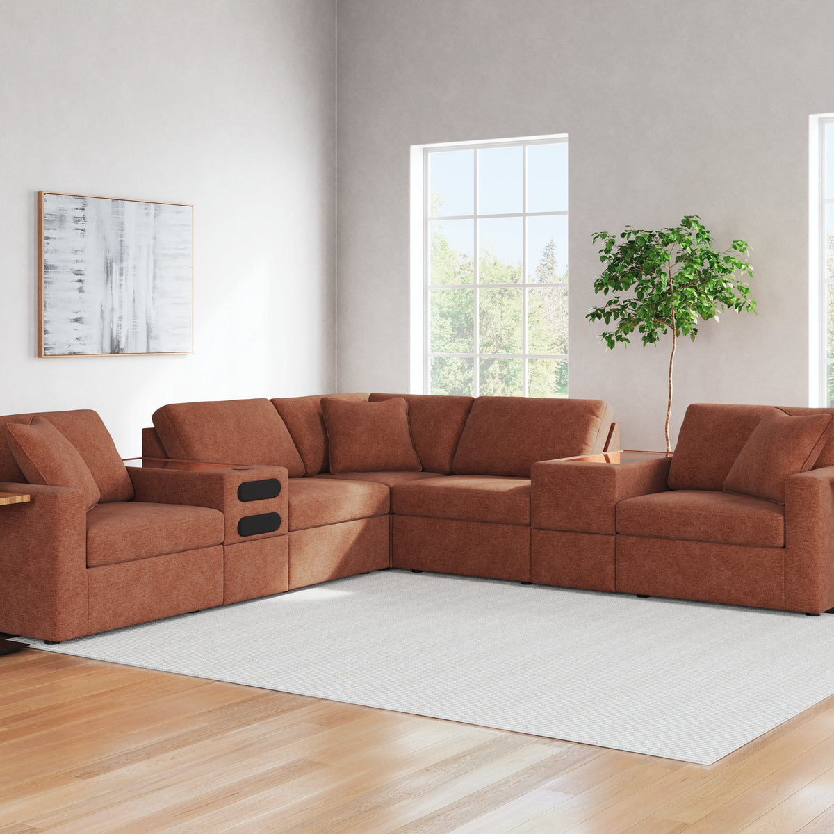 Ashley Furniture Modmax Spice 7-Piece Balanced Sectional with Audio and ...