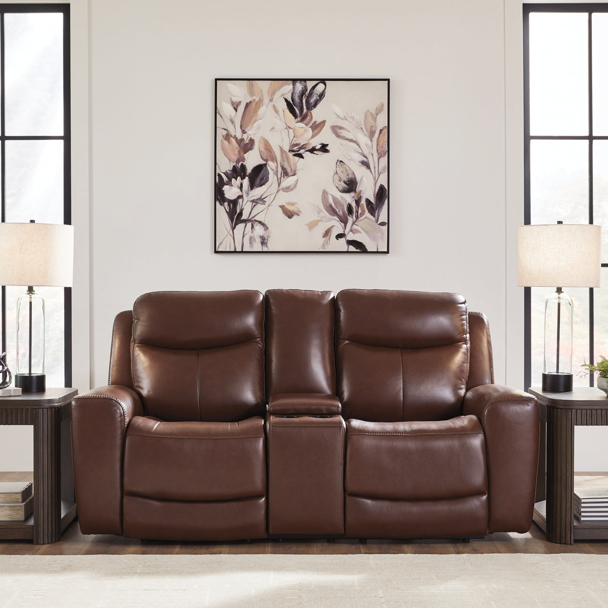 Ashley Furniture Momentum Moves Mahogany PWR REC Loveseat/CON/ADJ HDRST