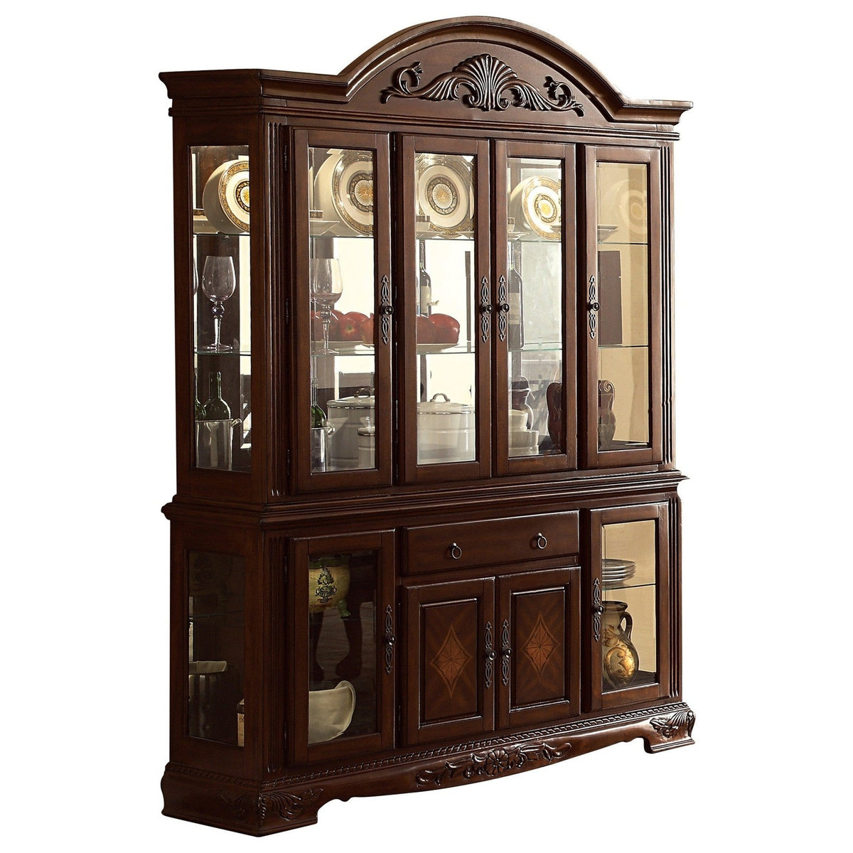 Homelegance Norwich Dark Cherry Buffet & Hutch | Ornate Home