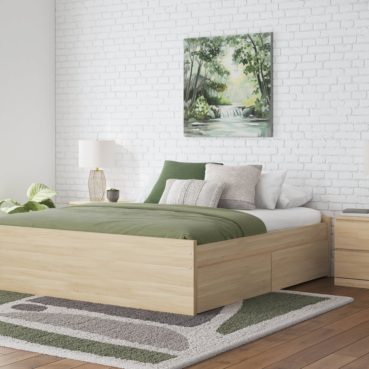 Ashley Furniture Onita Natural King Platform Bed with 2 Side Storage ...