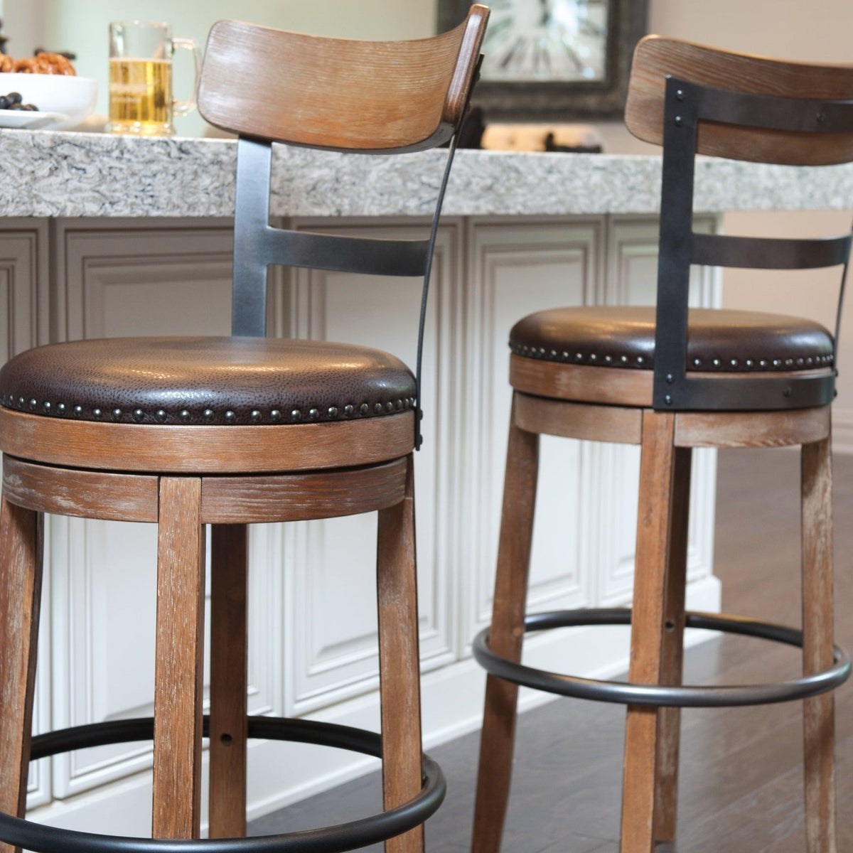 Ashley Furniture Pinnadel Light Brown Bar Height Bar Chair | Ornate Home