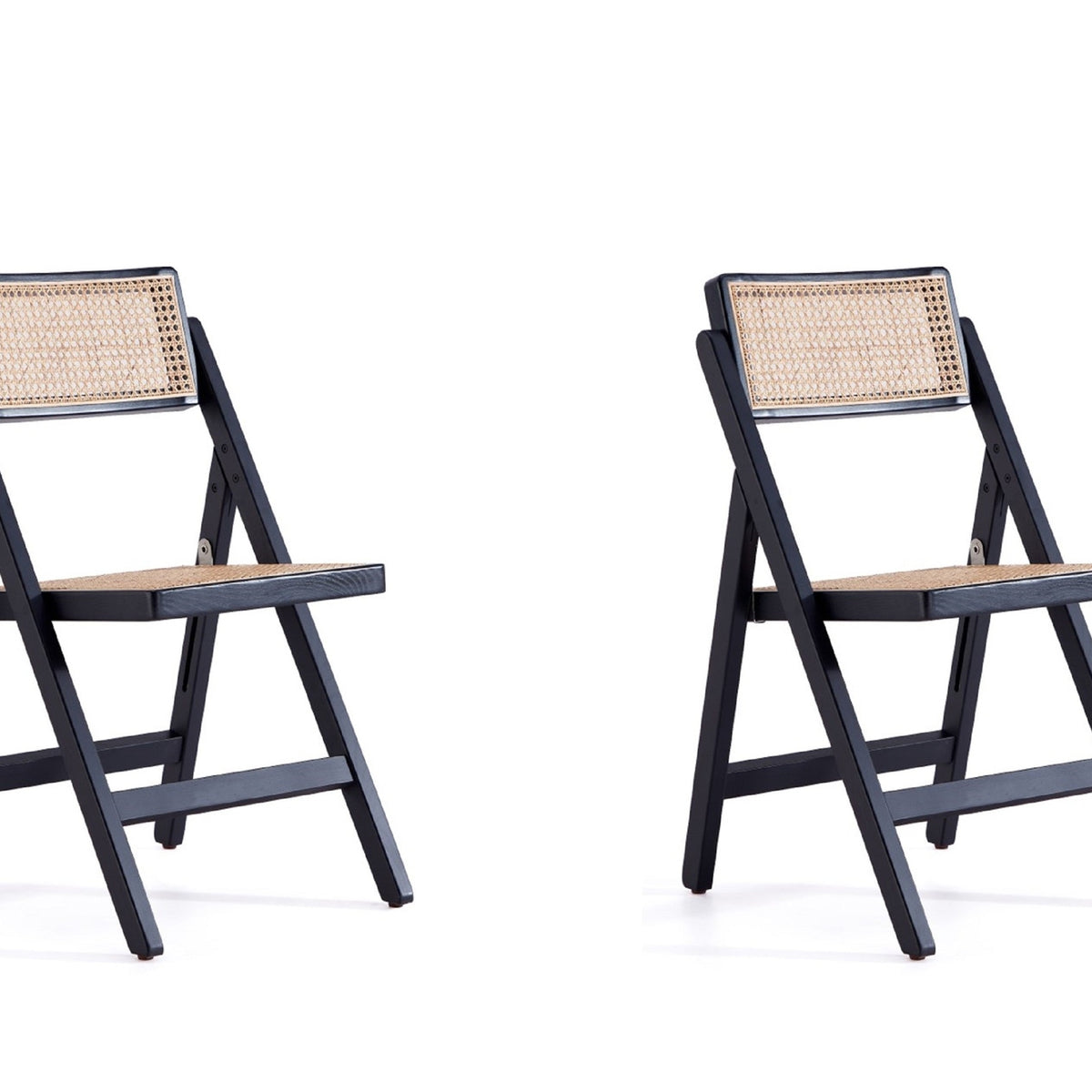 Manhattan Comfort Pullman Folding Dining Chair in Black and Natural ...
