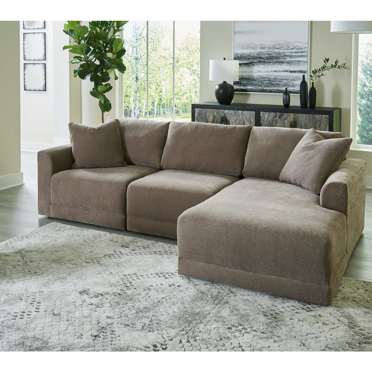 Ashley Furniture Raeanna Storm RAF Chaise Sectional / 3pc | Ornate Home