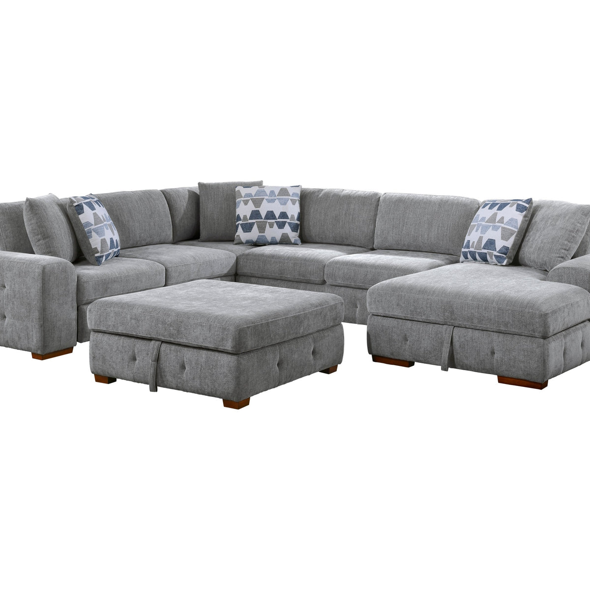 Homelegance Raife Gray 5-Piece Sectional with Right Chaise And Storage ...