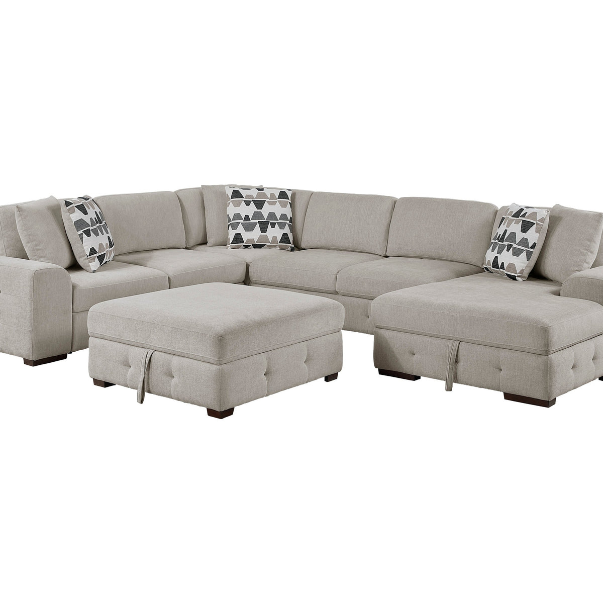 Homelegance Raife Taupe 5-Piece Sectional with Right Chaise and Storage ...