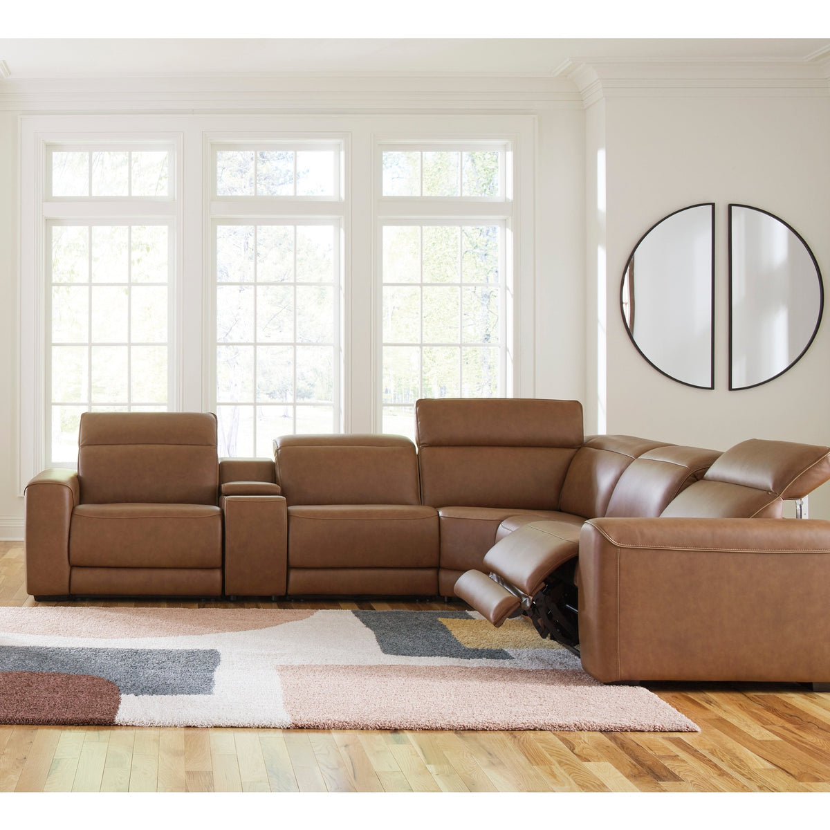 Ashley Furniture Rally-Up Caramel 6-Piece Power Reclining Sectional w ...