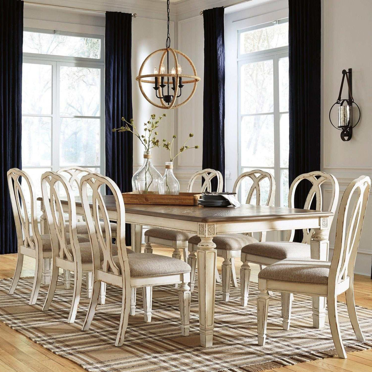 Ashley Furniture Realyn Chipped White Dining Room Set / 9pc (Online ...