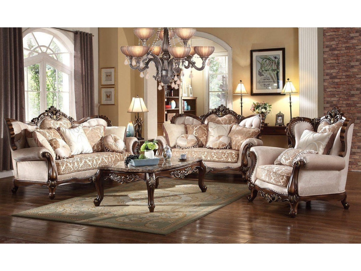 Vavenza Renaissance Chenille Living Room Set / 3pc | Ornate Home