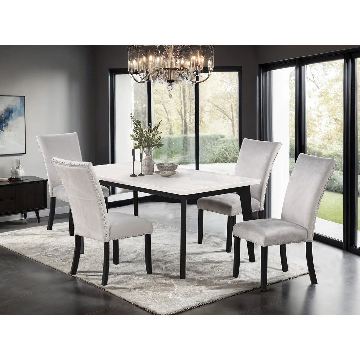 Furniture of America Sabro Black/White Rectangular Dining Table ...