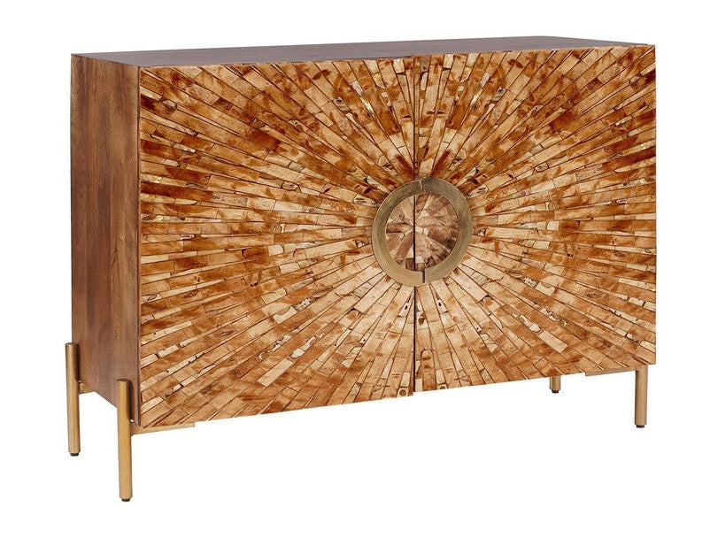 Crestview Safari Brown/Gold Bone İnlay Two-Door Cabinet | Ornate Home