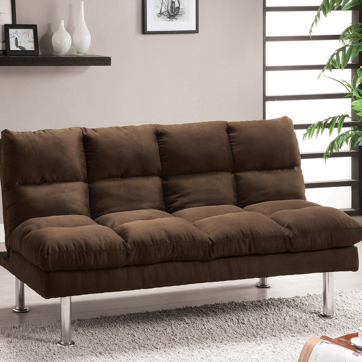 Furniture of America Saratoga Dark Brown Futon Sofa Bed | Ornate Home