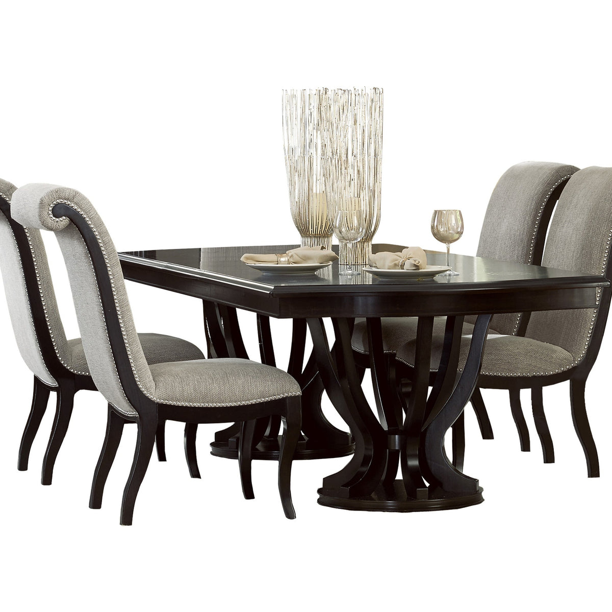 Savion Neutral/Espresso 5-piece Rectangular Table Dinig Table Set ...
