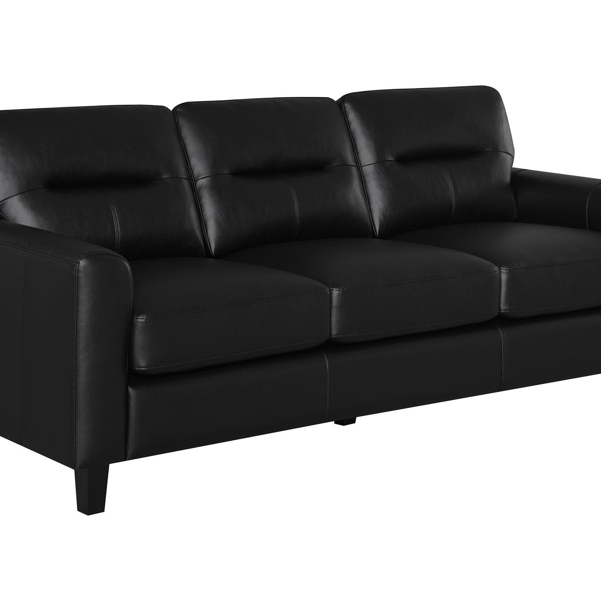Coaster Scotland Black Faux Leather Upholstered Track Arm Sofa | Ornate ...