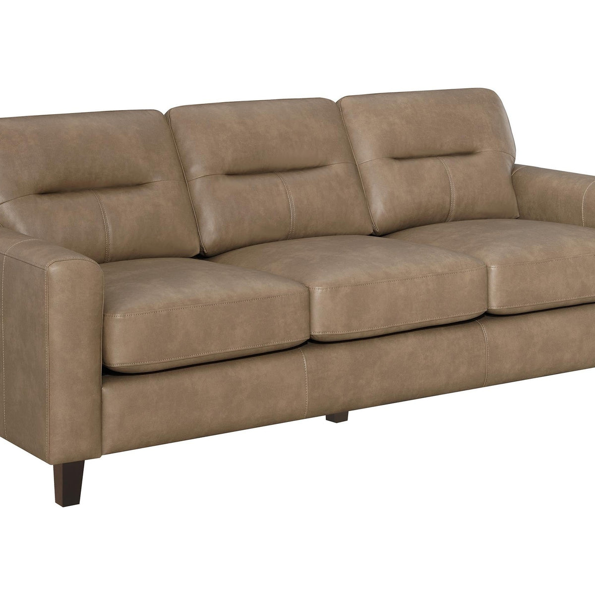 Coaster Scotland Brown Faux Leather Upholstered Track Arm Sofa | Ornate ...
