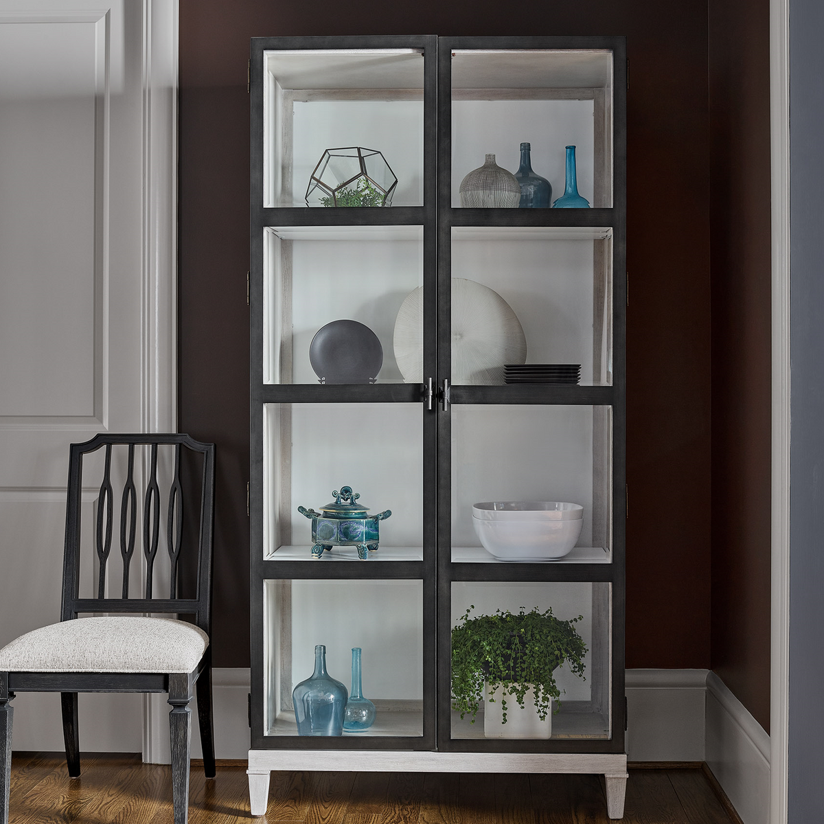 Universal Furniture Simon Beige/Matte Black Display Cabinet