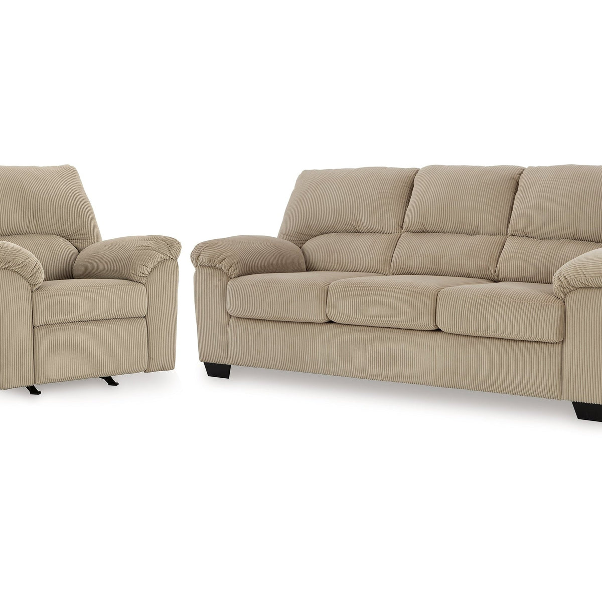Ashley Furniture SimpleJoy Sand Sofa and Recliner (Online Special Price)