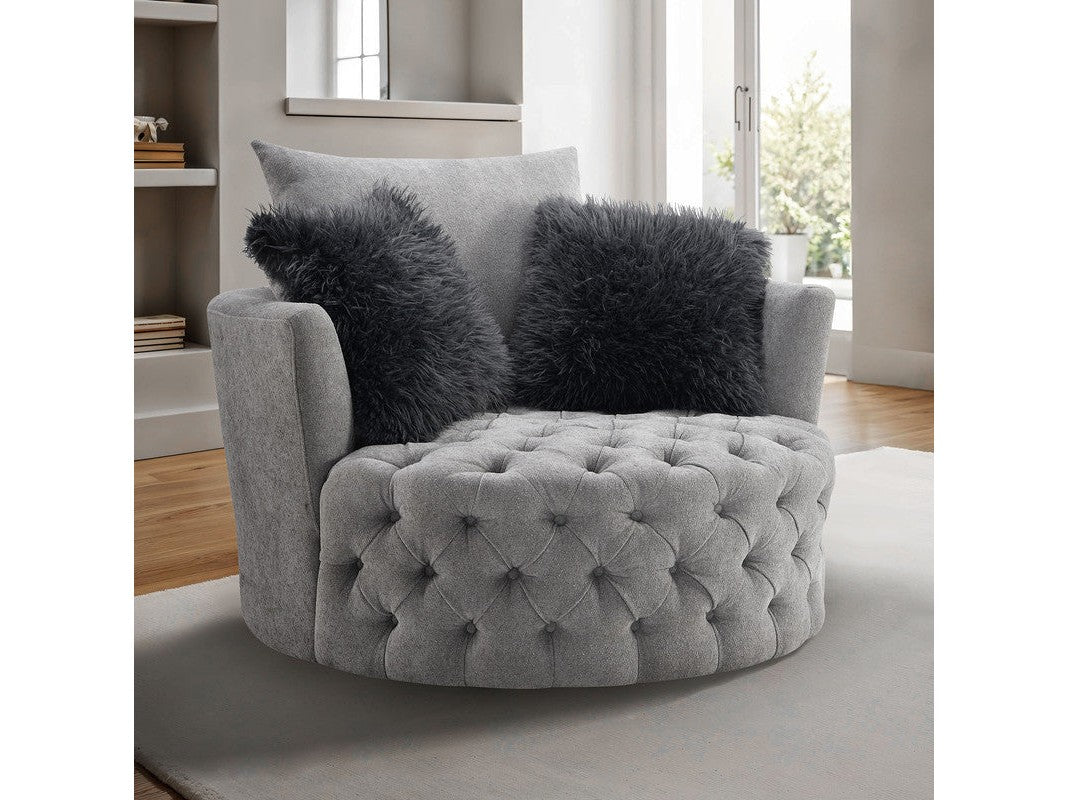 Furniture of America Sofi Light Gray Swivel Chair | Ornate Home
