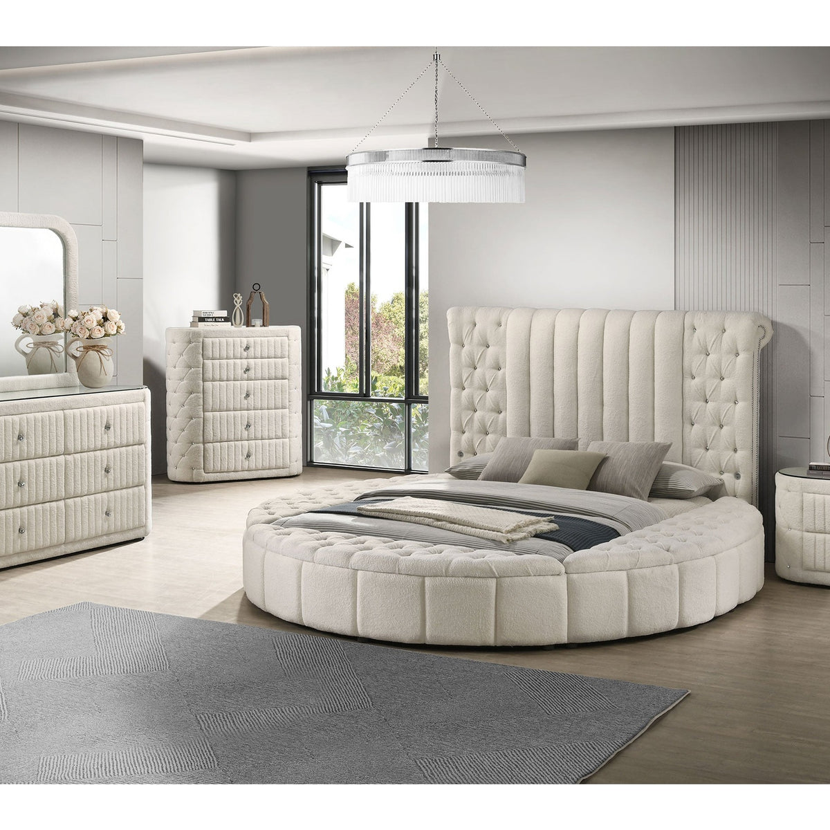 Coaster Sonya Ivory 5-piece Upholstered Queen Bedroom Set | Ornate Home