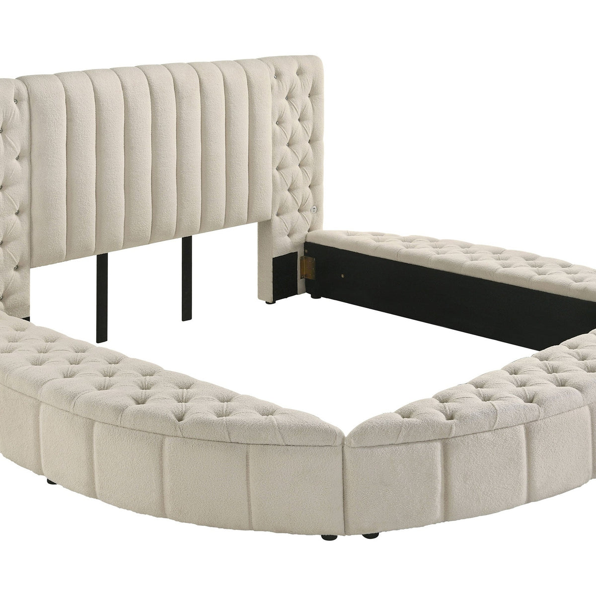 Coaster Sonya Ivory Queen Storage Bed Boucle | Ornate Home