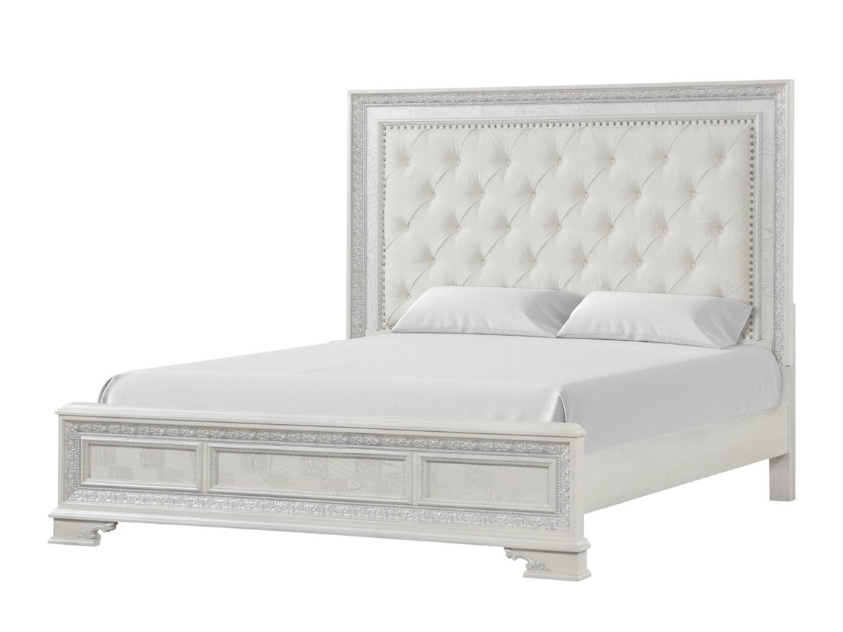 Furniture of America Stella Mia Creamy White Queen Full Bed | Ornate Home