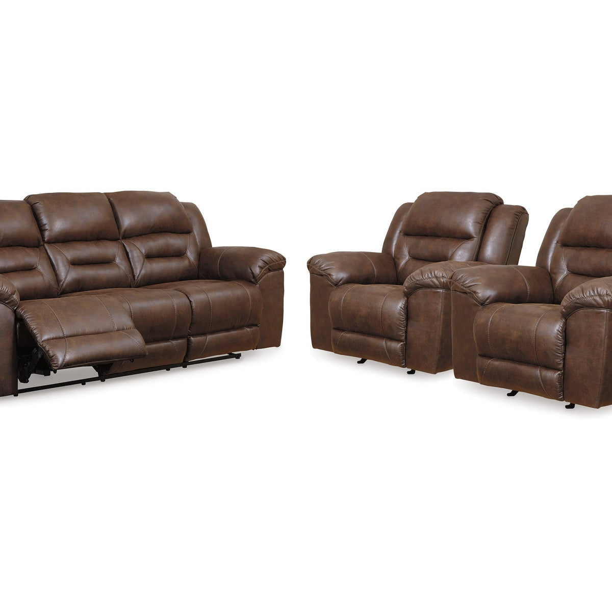 Ashley Furniture Stoneland Chocolate Reclining Sofa and 2 Power ...