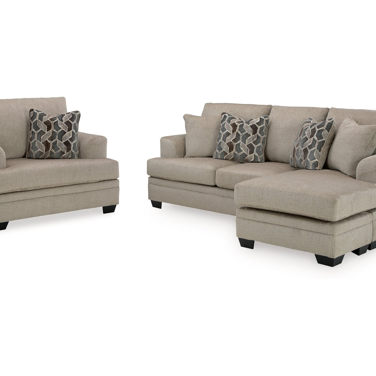 Ashley Furniture Stonemeade Taupe Sofa Chaise & Oversized Chair ...