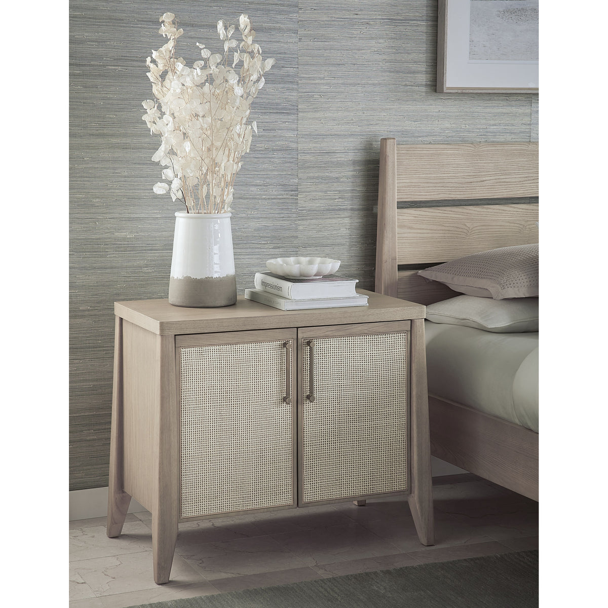 Modus Sumire Ginger/Natural Cane Two Door Ash Wood Bachelor Chest