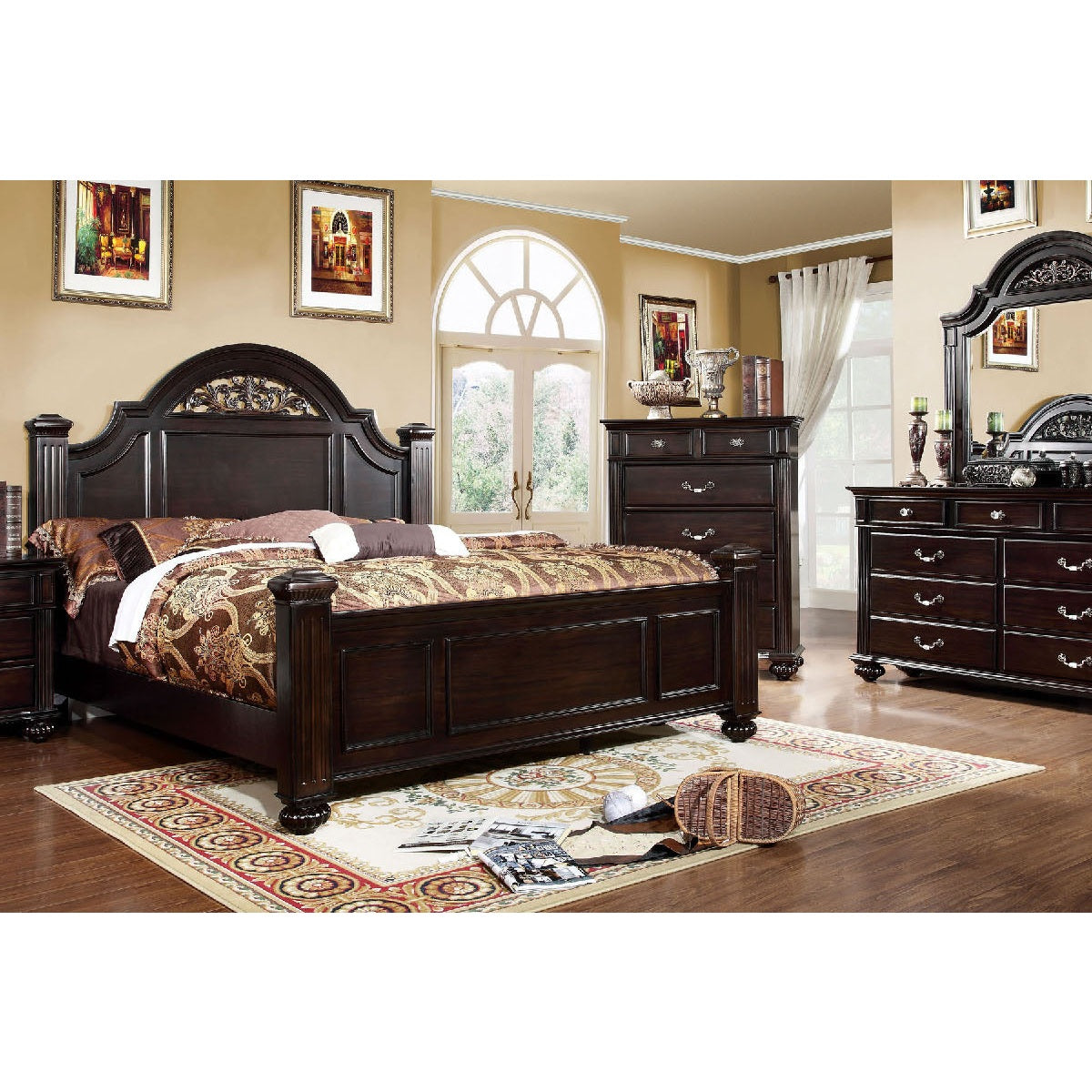 Furniture of America Syracuse Dark Walnut 5 Pc. Queen Bedroom Set w ...