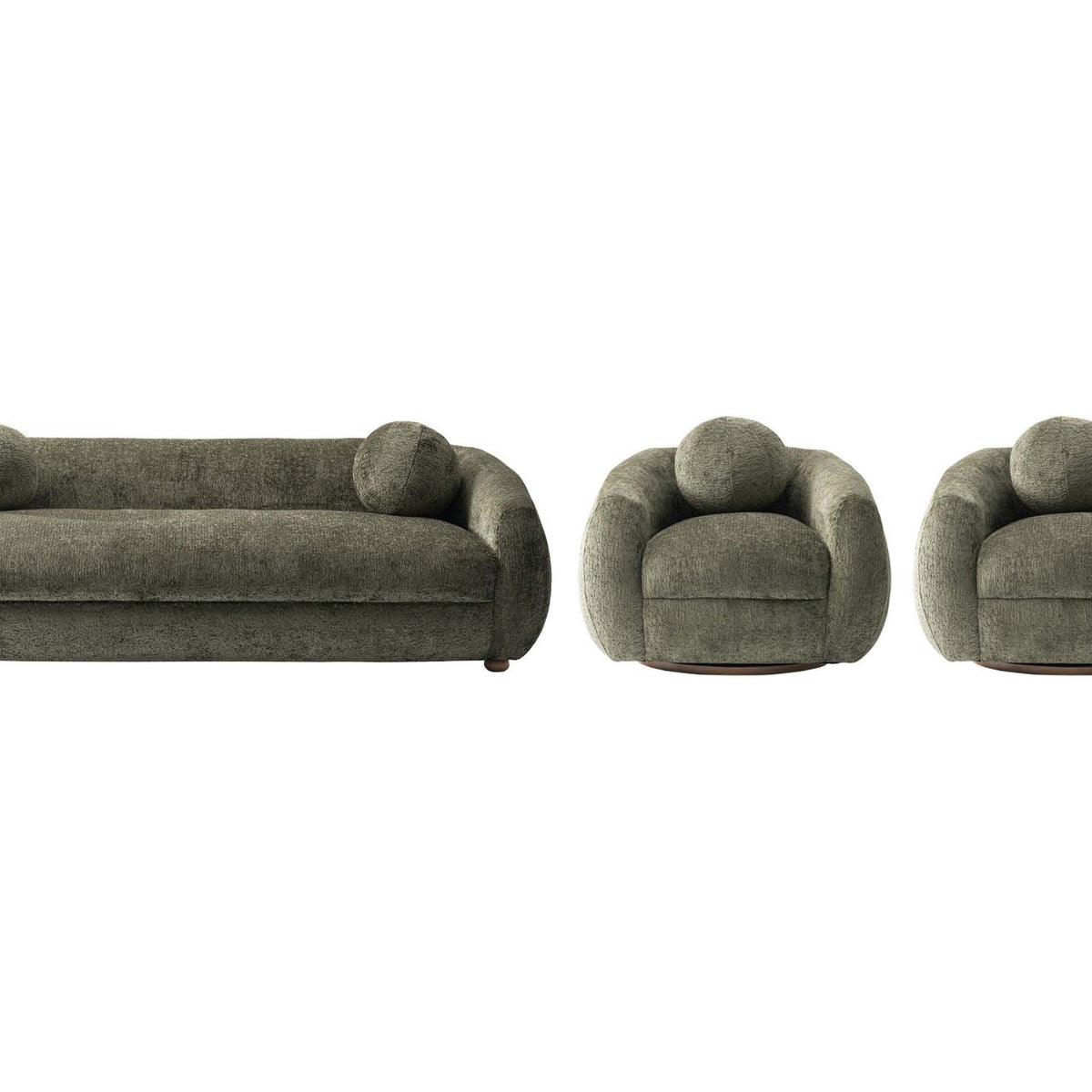 Manhattan Comfort Tribeca Sofa and Accent Chairs in Olive Green (set of ...