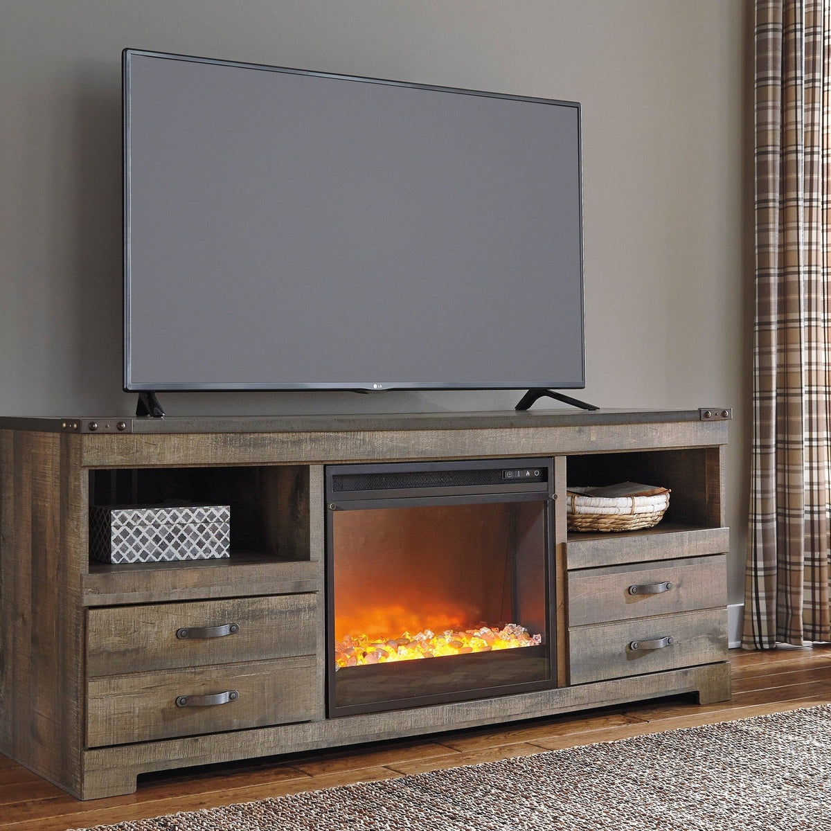 Ashley Furniture Trinell Brown 63" TV Stand w/ W100-02 Electric ...