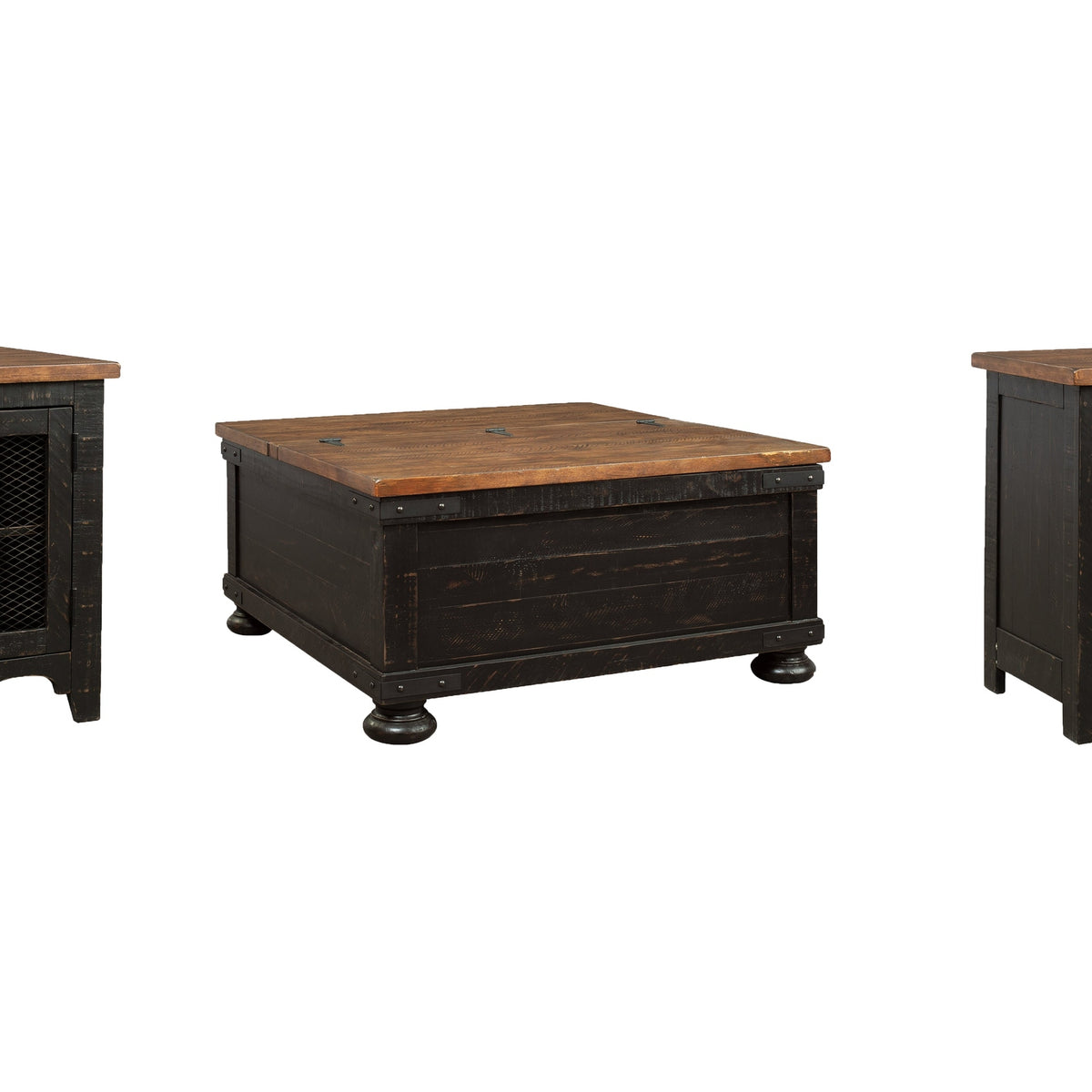 Ashley Furniture Valebeck Black/Brown Coffee Table and 2 Chairside End ...