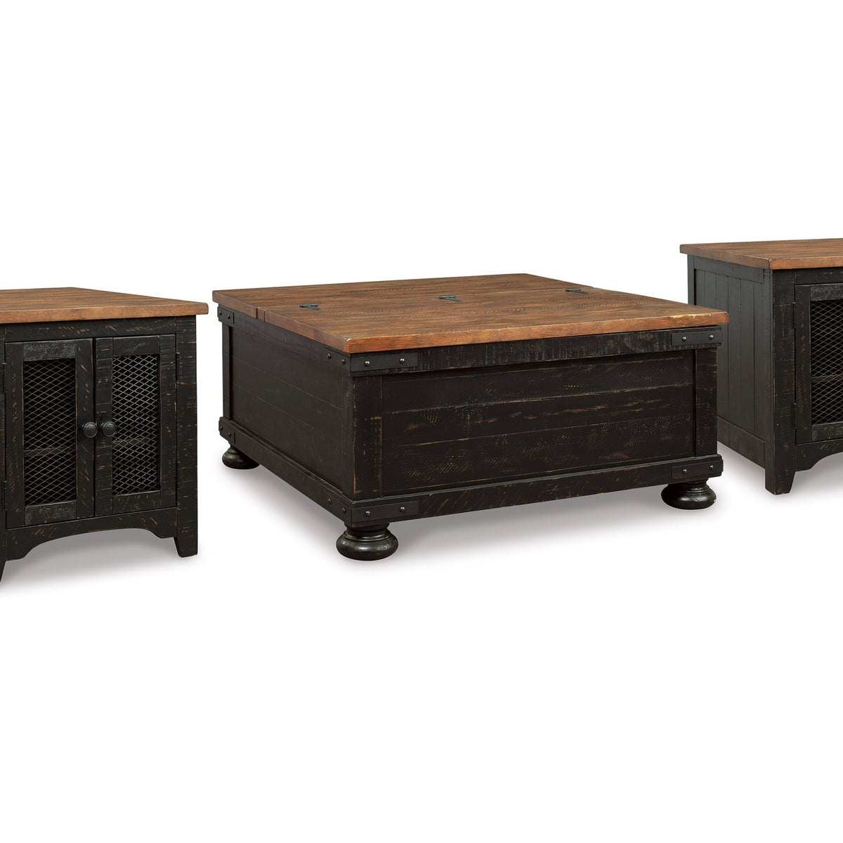 Ashley Furniture Valebeck Black/Brown Coffee Table and 2 End Tables ...