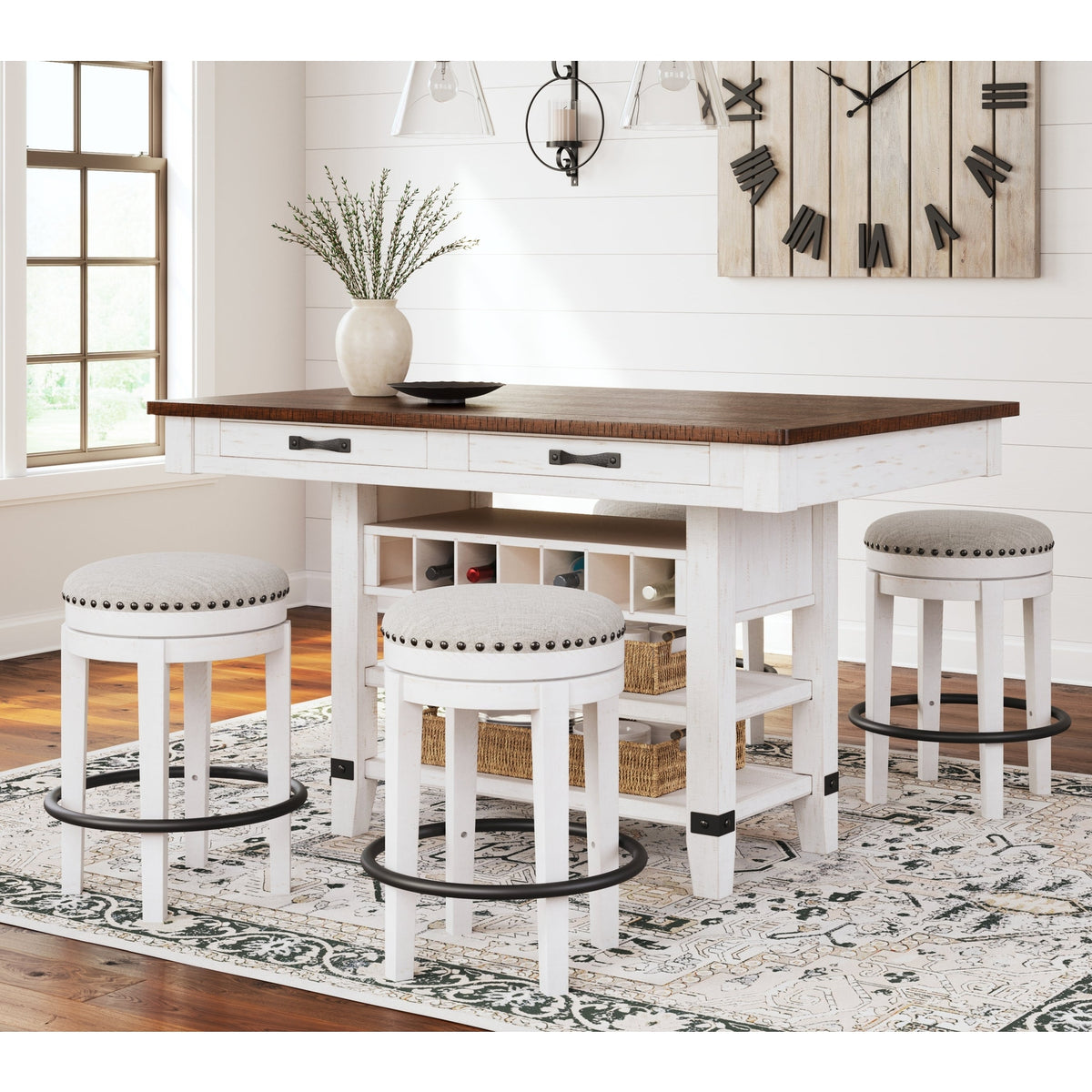 Ashley Furniture Valebeck Multi Counter Height Dining Table and 4 ...