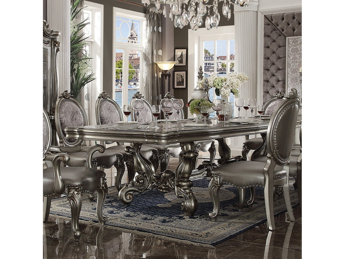 ACME Versailles Antique Platinum Dining Table | Ornate Home